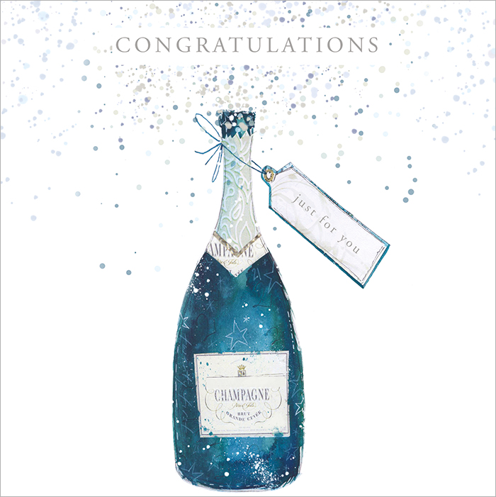 Champagne Celebrations Greetings Card / A021 - Wishes and Kisses